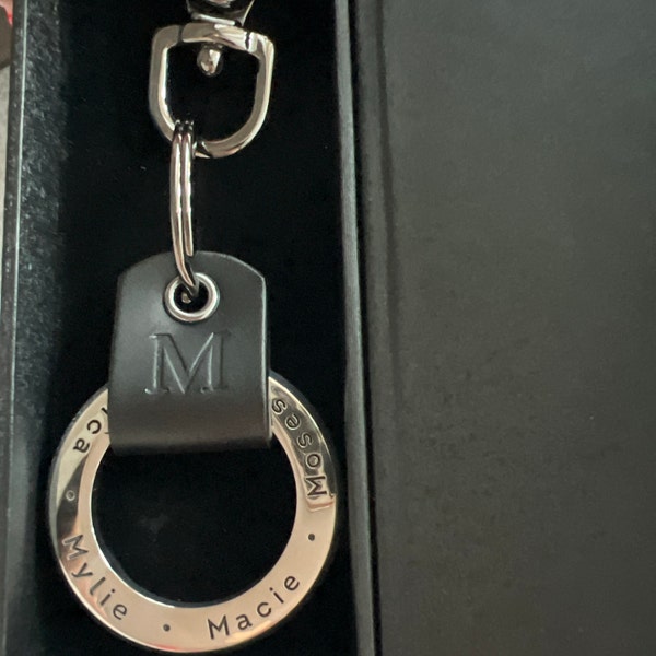 Custom Engraved Leather Keychain, Personalized Keychain for Him ...