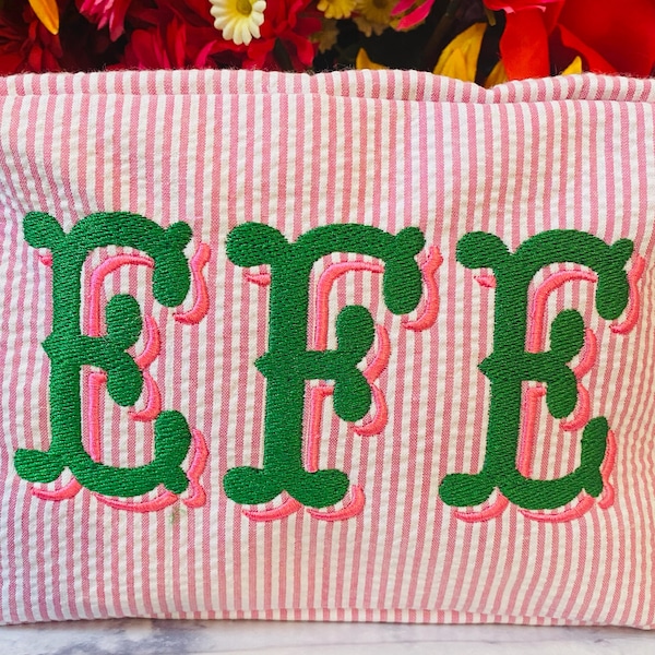 Monogram Satin Stitch Font Alphabet From A-Z Machine Embroidery Design ...