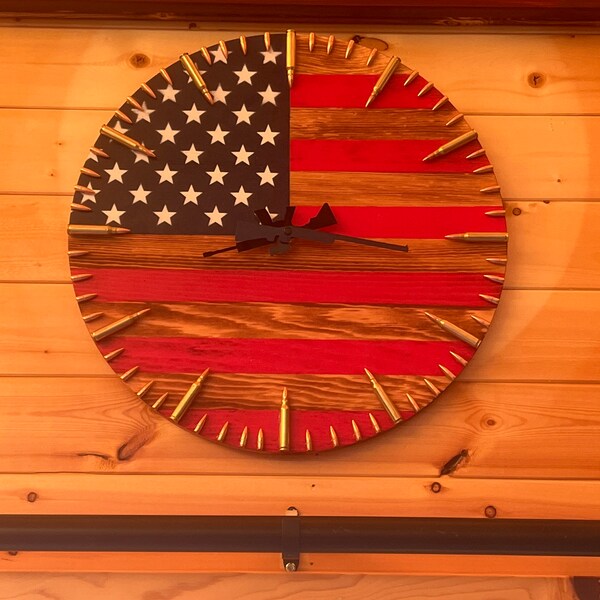 American Flag Clock,rustic USA Clock,patriotic Wall Clock,usa Flag ...