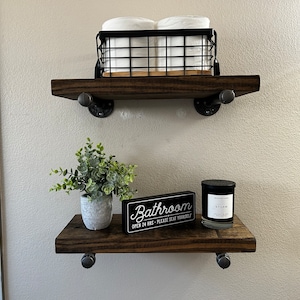 A Rustic Pipe Shelf, Floating Farmhouse Decor, Rustic Wood Shelf ...