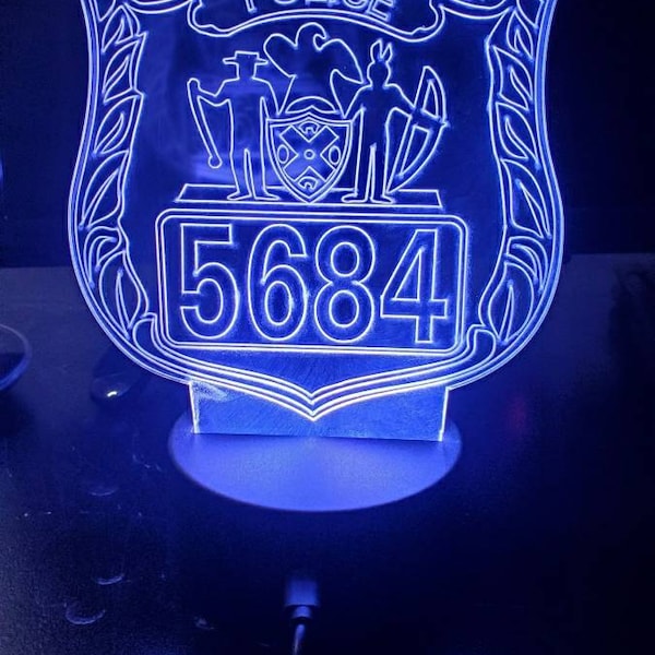 NYPD Nassau and Suffolk Police Badge Gift Light - Color Changing Desk ...