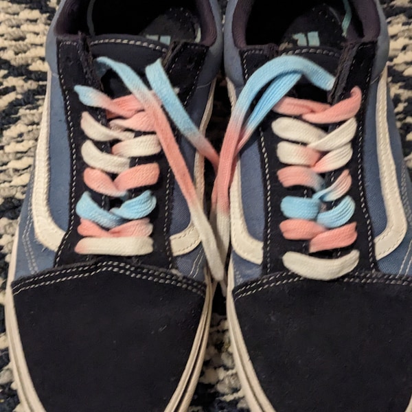 Trans Pride Flag Tie Dye Cotton Shoelaces | Choice of Length and Style ...