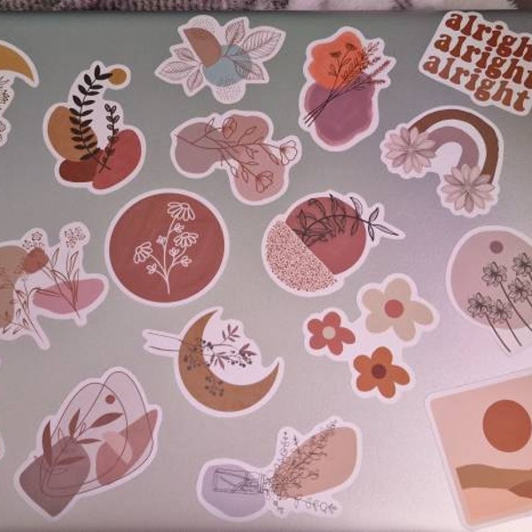 50 Cute Boho Stickers (1) Nature Plant Flower Stickers Retro Pack ...
