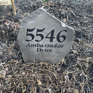 House Address Sign Elegant Engraved Stone Personalized Garden Stone ...