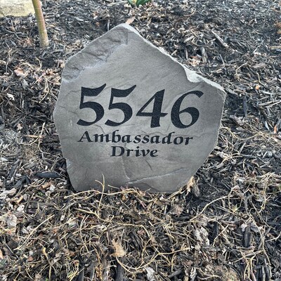 House Address Sign Elegant Engraved Stone Personalized Garden Stone ...