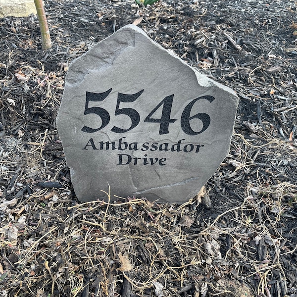 House Address Sign Elegant - Engraved Stone - Personalized - Garden ...