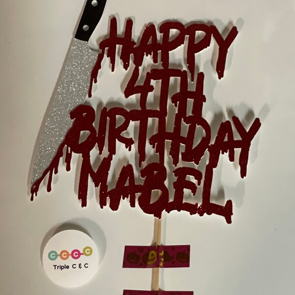 Horror Knife Cake Topper/horror Cake Topper/halloween Happy Birthday ...