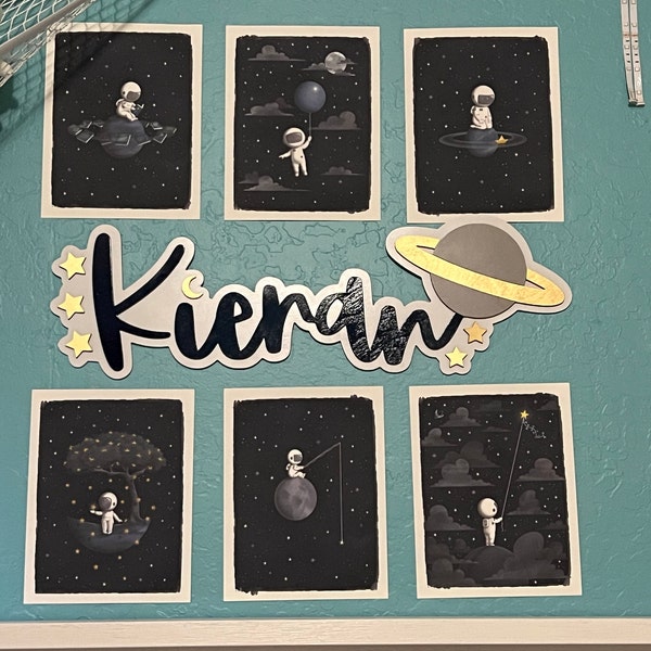 Space Themed Nursery Wall Art, Starry Night Printable, Navy Blue ...