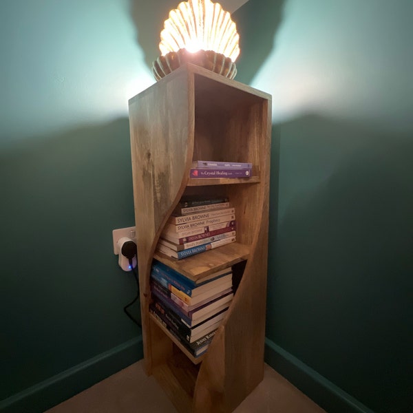 Mantis Solid Natural Mango Wood Twisted Bookcase 90cm High X 28.5cm ...