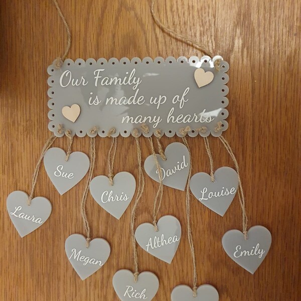 Personalised Family Plaque. "our Family is Made up of Many Hearts ...