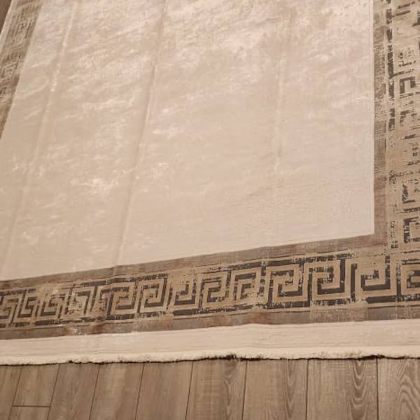 Gold Circle Rug, Silk Round Rug, 7x7 Ft Carpet, Large Round Rug, Plain ...