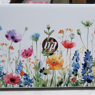 Hp Notebook Skin Green Aesthetic Floral Design Personalized Gift Custom ...