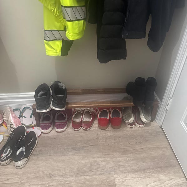 2-tier Wall Mounted Shoe Rack - Solid Wood Floating Shelf - Minimalist ...