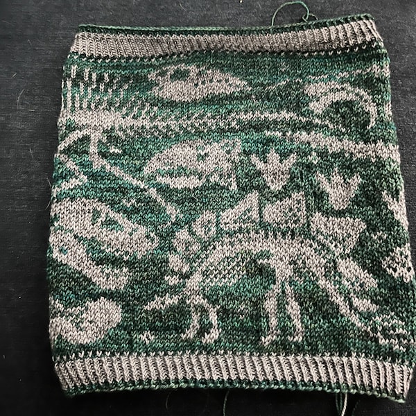 Fossil Frenzy Cowl Pattern, Dinosaur Cowl, Knitting Pattern, Digital ...