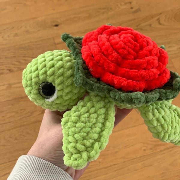 Mini Rose Turtle Crochet Pattern - Valentines Day Flowers, Advanced ...