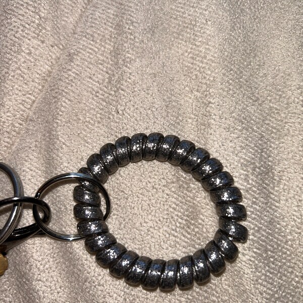 Spiral Keychain Black Keychain Gray Keychain Telephone Cord Keychain ...