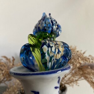 Glass Roses on Long Stem Hand Blown Glass White Roses Hand | Etsy