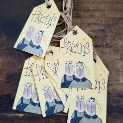 Primitive Hang Tag Crow With Star Rustic Gift Tag Set of 25 Pre Strung ...