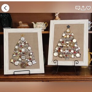 Large Stunning Framed Vintage Jewelry Collage Christmas Tree Handmade ...