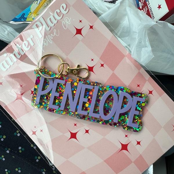 Personalized Acrylic Name Keychain: Polka Dot Backpack Tag - Etsy