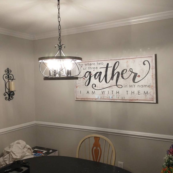 GATHER Sign Matthew 18:20 Modern Farmhouse Decor Fixer Upper Sign Home ...
