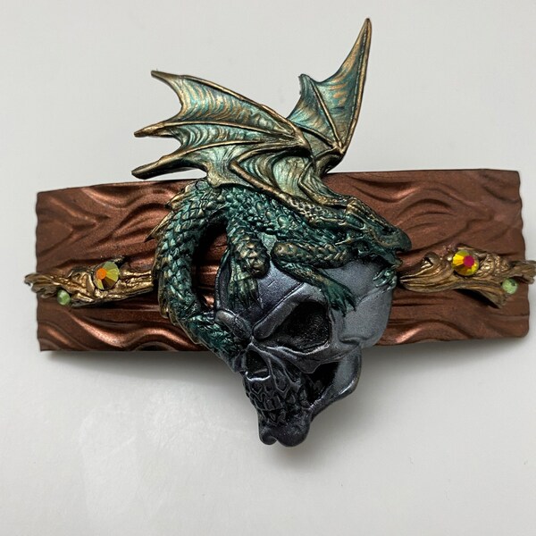 Dragon Skull Hair Clip, Handmade Polymer Clay Fantasy Cosplay Hair Pin ...