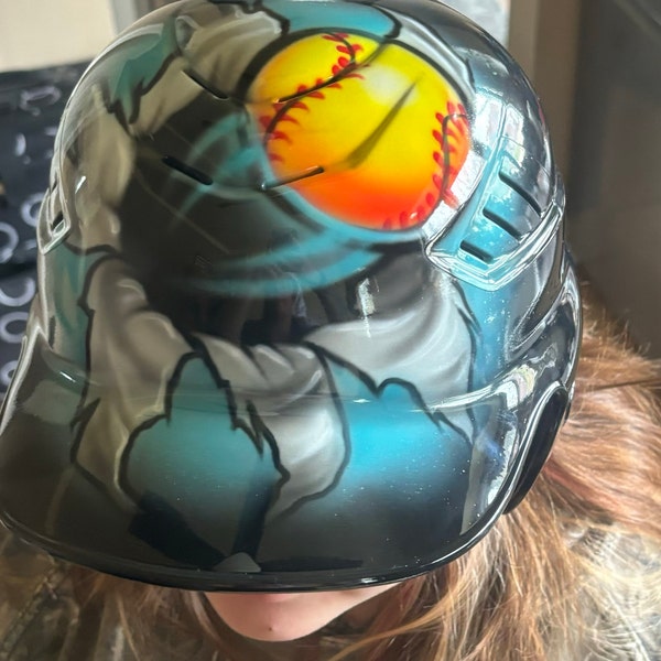 Airbrushed Floral Softball Helmet face Shield Not Included, Purchase ...