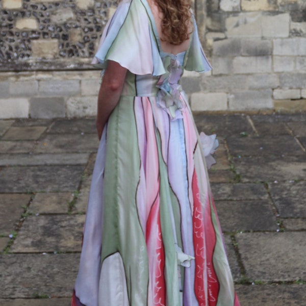 Hand Painted Dress, Ball Gown, Prom Dress, Long Formal Dress, Colorful ...