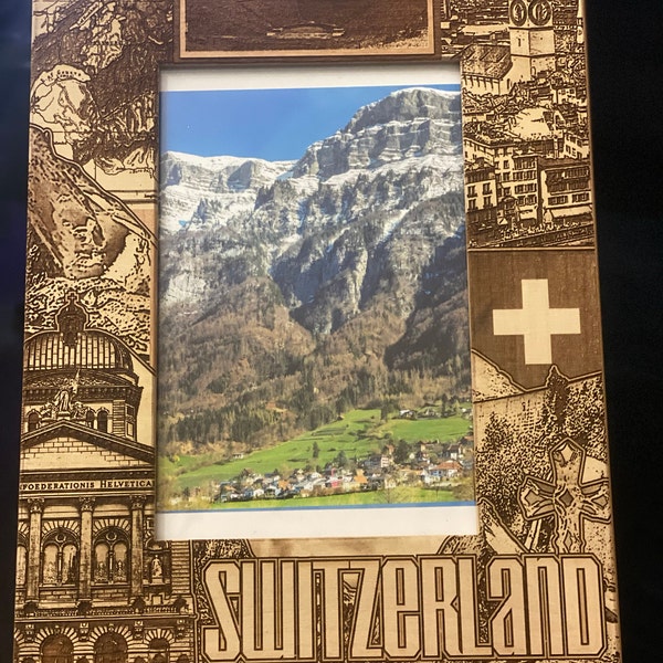 Switzerland Laser Engraved Wood Picture Frame - Etsy