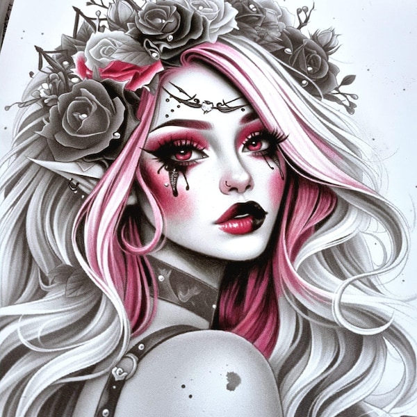 Elf Story 4 - Gothic Elves : 80 Gothic Elf Coloring Pages for Adults ...