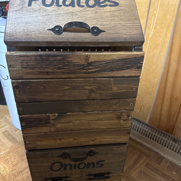 Wooden Potato & Onion Bin / Vegetable Storage / Potato Bin / Onion Bin ...