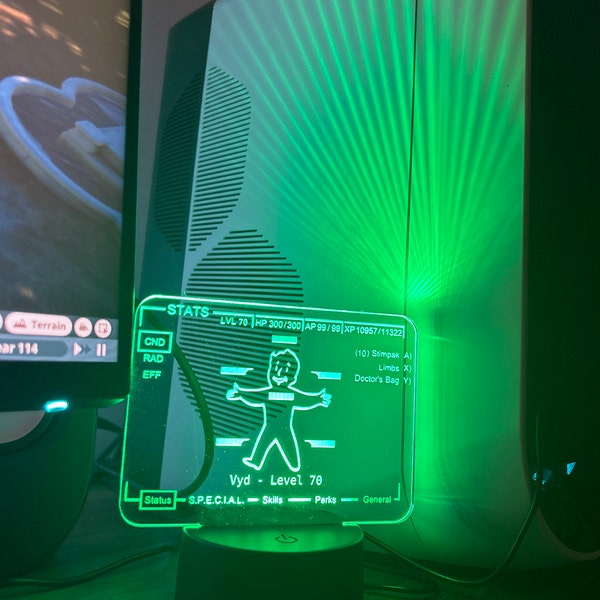 Custom Fallout Vault Girl Stat Screen Acrylic LED Light, Fallout Light ...
