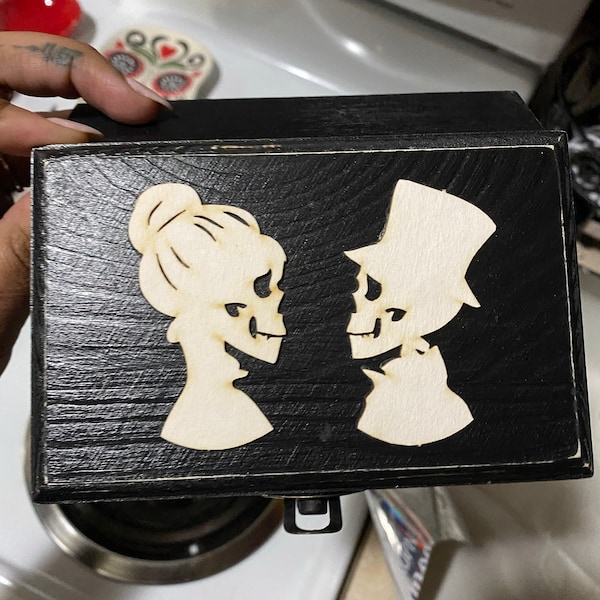 Gothic Ring Bearer Box, Skulls Wedding Ring Box, Personalized Wedding ...