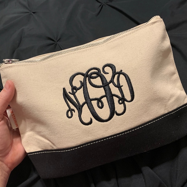 Monogram Make up Bag - Monogrammed Makeup Canvas Bag - Monogrammed Make ...
