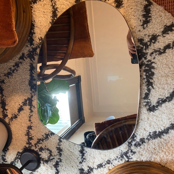 Asymmetrical Bathroom Mirror With Led Lights, RGB Led Vanity Mirror ...