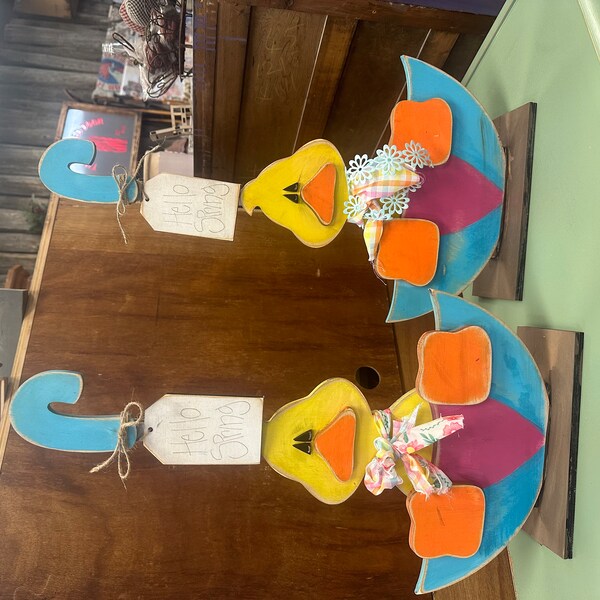 E-PATTERN "hello Spring" Ducky in an Umbrella" Porch Sitter Wood Craft ...