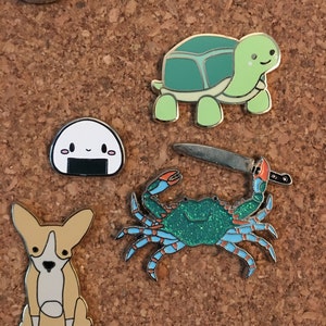 Turtle Pin Cute Lapel Hard Enamel Pin Art by Lumicloud - Etsy