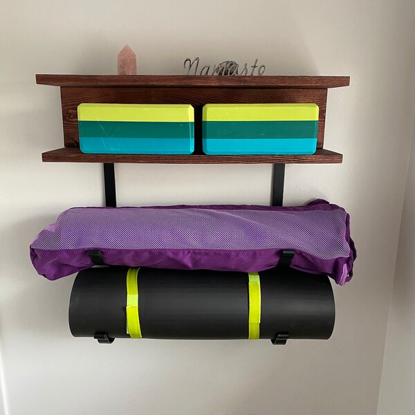 Yoga Mat Rack 2 Shelves With 2 Mat Racks, Yoga Decor, Gym Mat Rack, Gym ...