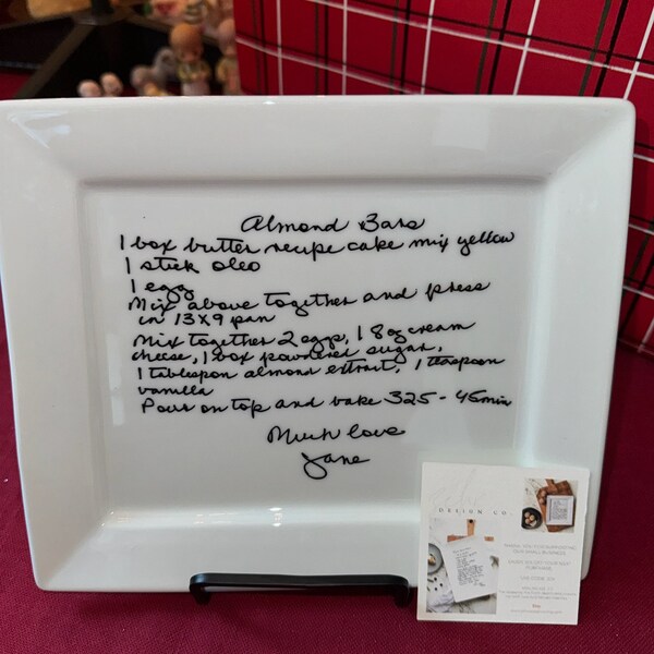 Personalized Recipe Plate // Handwritten Recipe // Comes With Stand ...