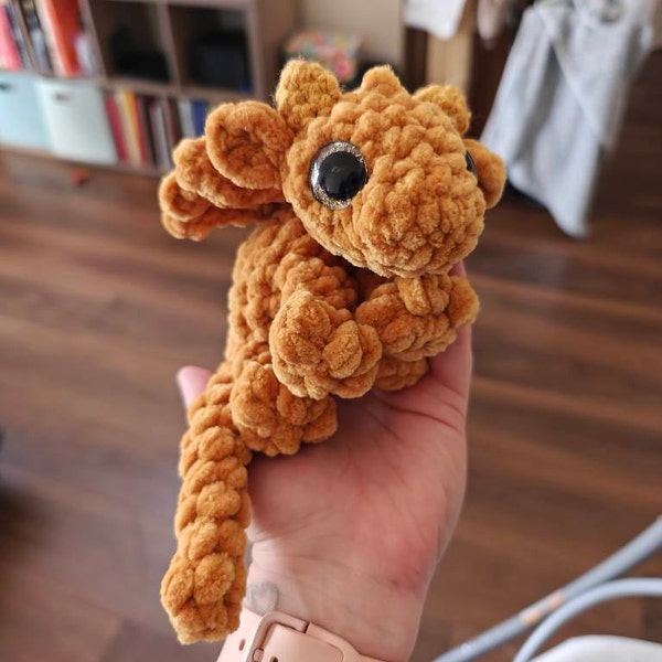 One Crochet Small Baby Dragon Plushie, Handmade Stuffie, Personalised Colours, Amigurumi Toy ...