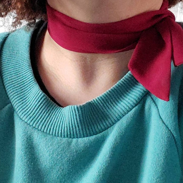 Red Skinny Scarf, 80"x2", Long Thin Scarf With Angled Ends, Medina Silk ...