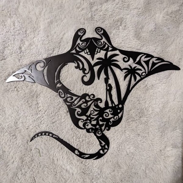 Metal Wall Art Stingray, Sting Ray, Ocean Life Scene, Manta Ray, Tribal ...