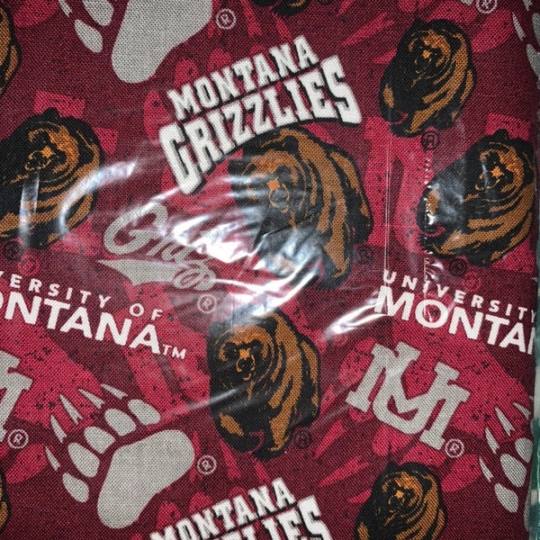 NCAA MONTANA GRIZZLIES Watermark Print Football 100% Cotton Fabric ...