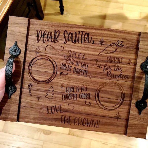 Personalized Santa Tray, Wooden Santa Tray, Cookies for Santa, Engraved ...