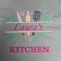 Kitchen Utensils Split Embroidery Design, Baking Tools Flower ...