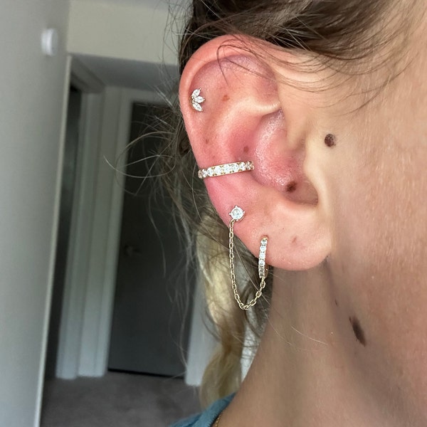 Titanium Gem Conch Earring, Gold Conch Hoop, G23 Titanium, Conch ...