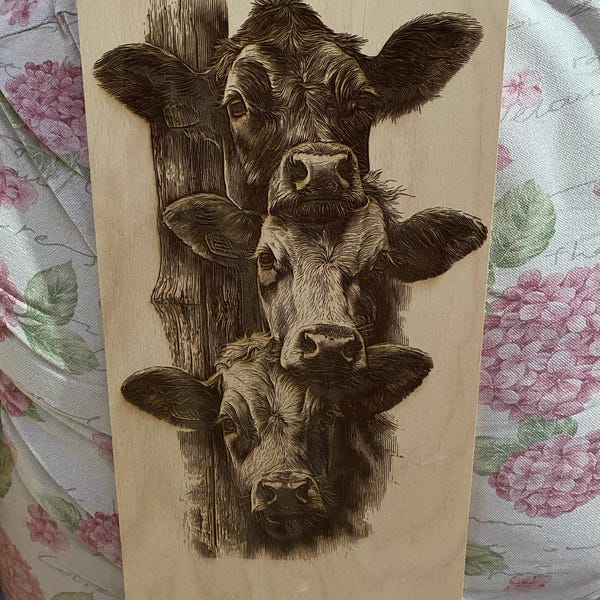 Silver Pack®! Three Cows at Fence Laser Engraving File PNG, JPEG High ...