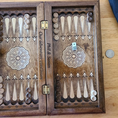 Custom Backgammon Set With Your Text or Logo, Personalized Wood Board ...