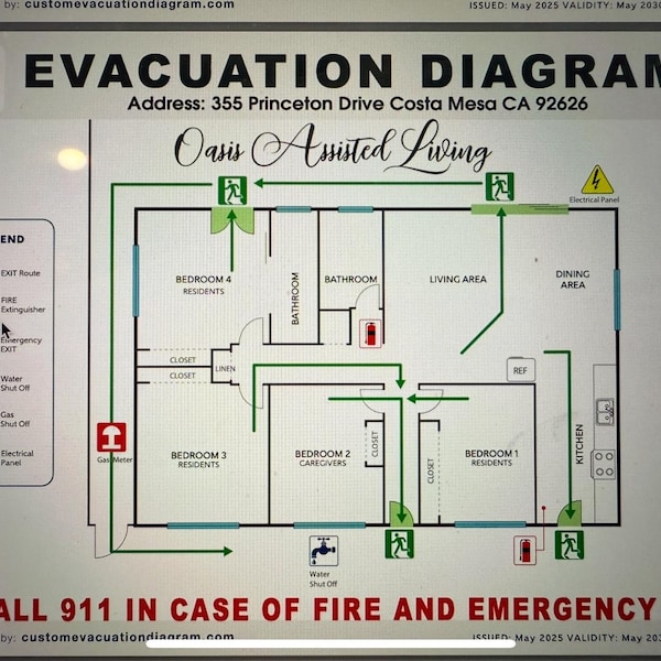 Editable Evacuation Diagram Emergency Fire Escape Route Plan Air Bnb ...