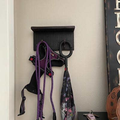 Farmhouse Hook Rack, Wire Hooks, Rustic Wood, With Decorative Shelf ...